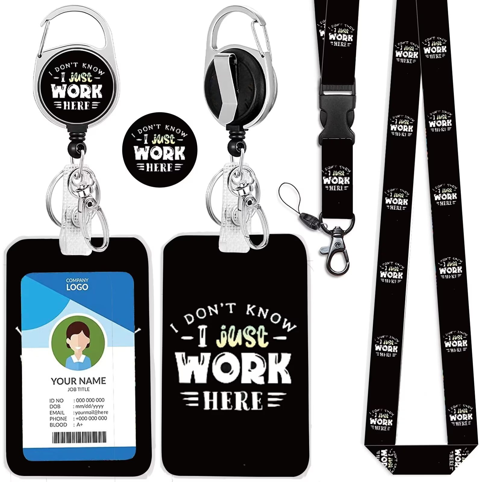 Funny Lanyards for ID Badge Holder and Retractable Badge Reel Belt Clip ...