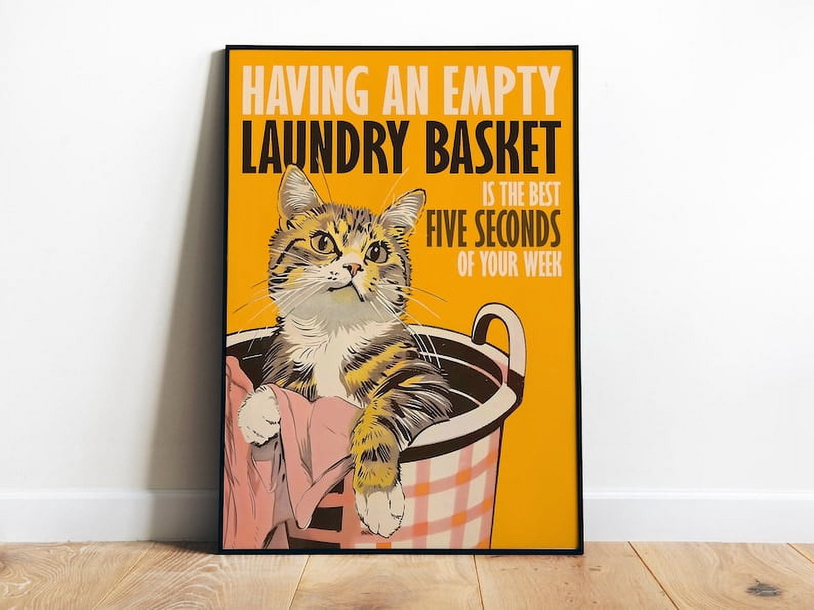 Funny Laundry Poster, Retro Cat Laundry Wall Art, Printable Bathroom ...