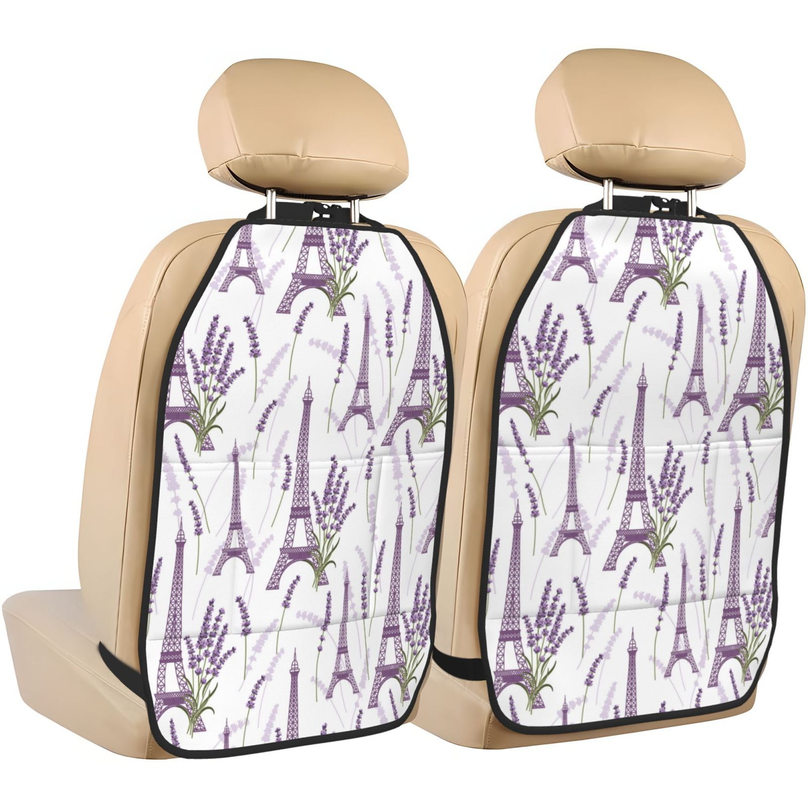 Funny Lavender Flowers Backseat Car Organizer, 2 Pack Kick Mats Back ...
