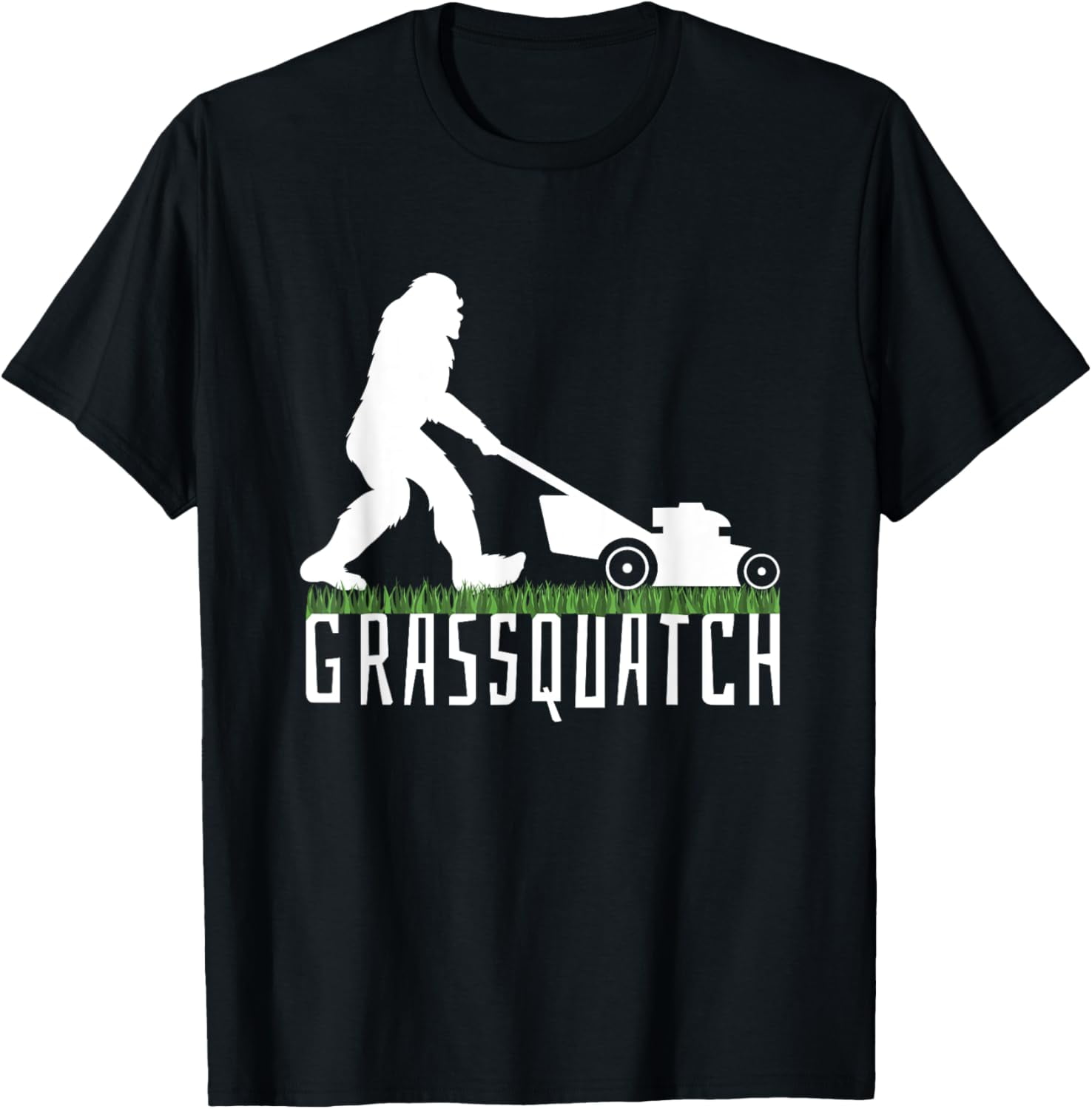 Funny Lawn Mowing Sasquatch Grassquatch Bigfoot Lawn Mower T-Shirt ...