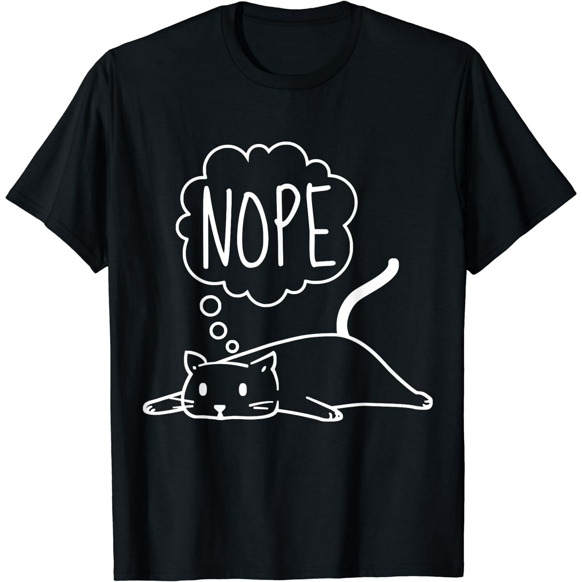 Funny Lazy Bored Cat No Meme Casual T-Shirt For Men Women Short Sleeve ...