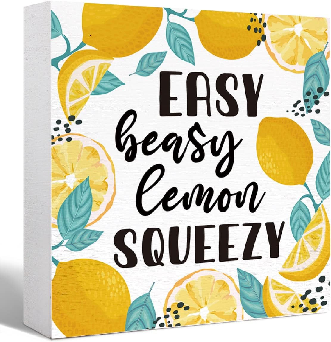 Funny Lemon Decor Wood Box Sign Easy Peasy Lemon Squeezy Wooden Block ...