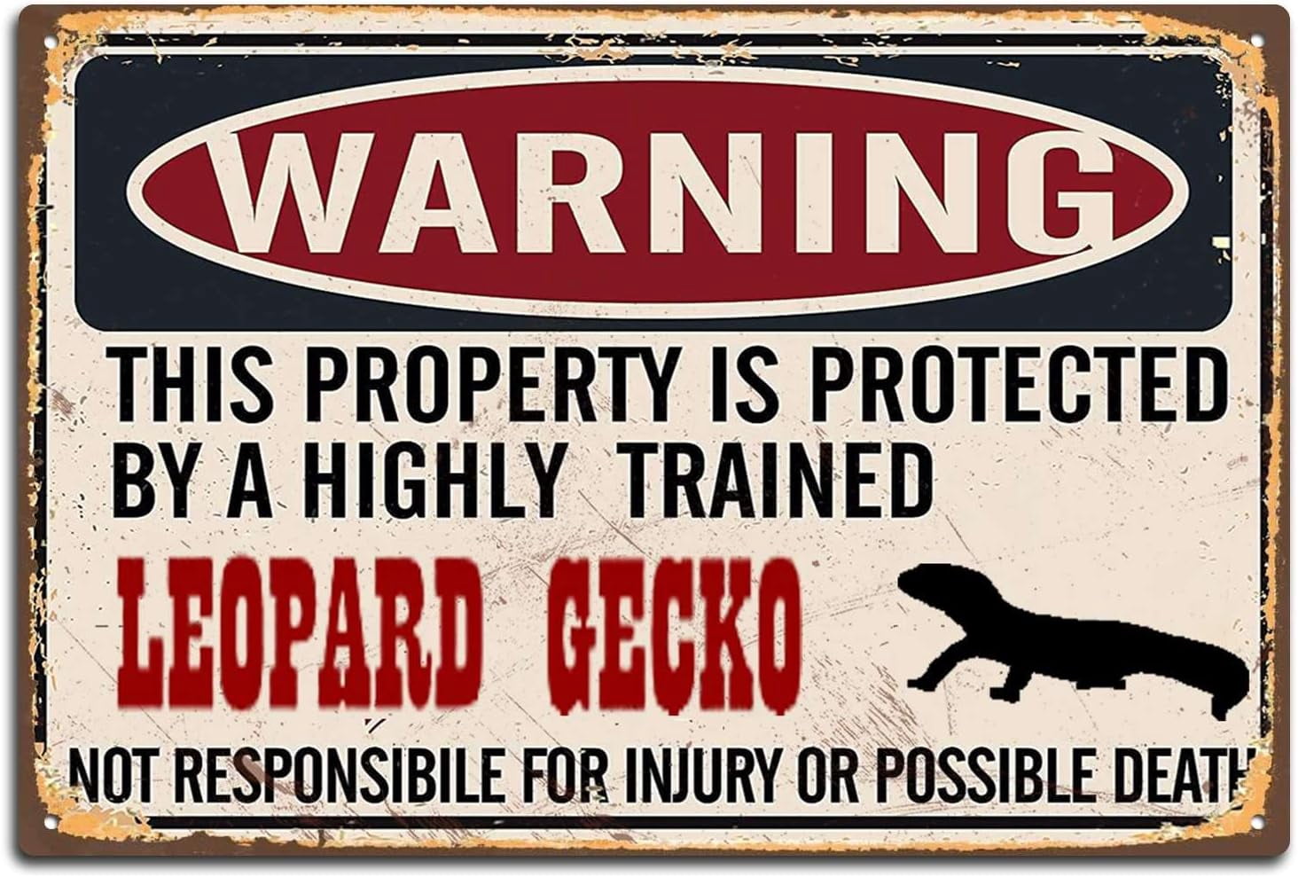 Funny Leopard Gecko Warning Sign Warning Property Protected by Leopard ...