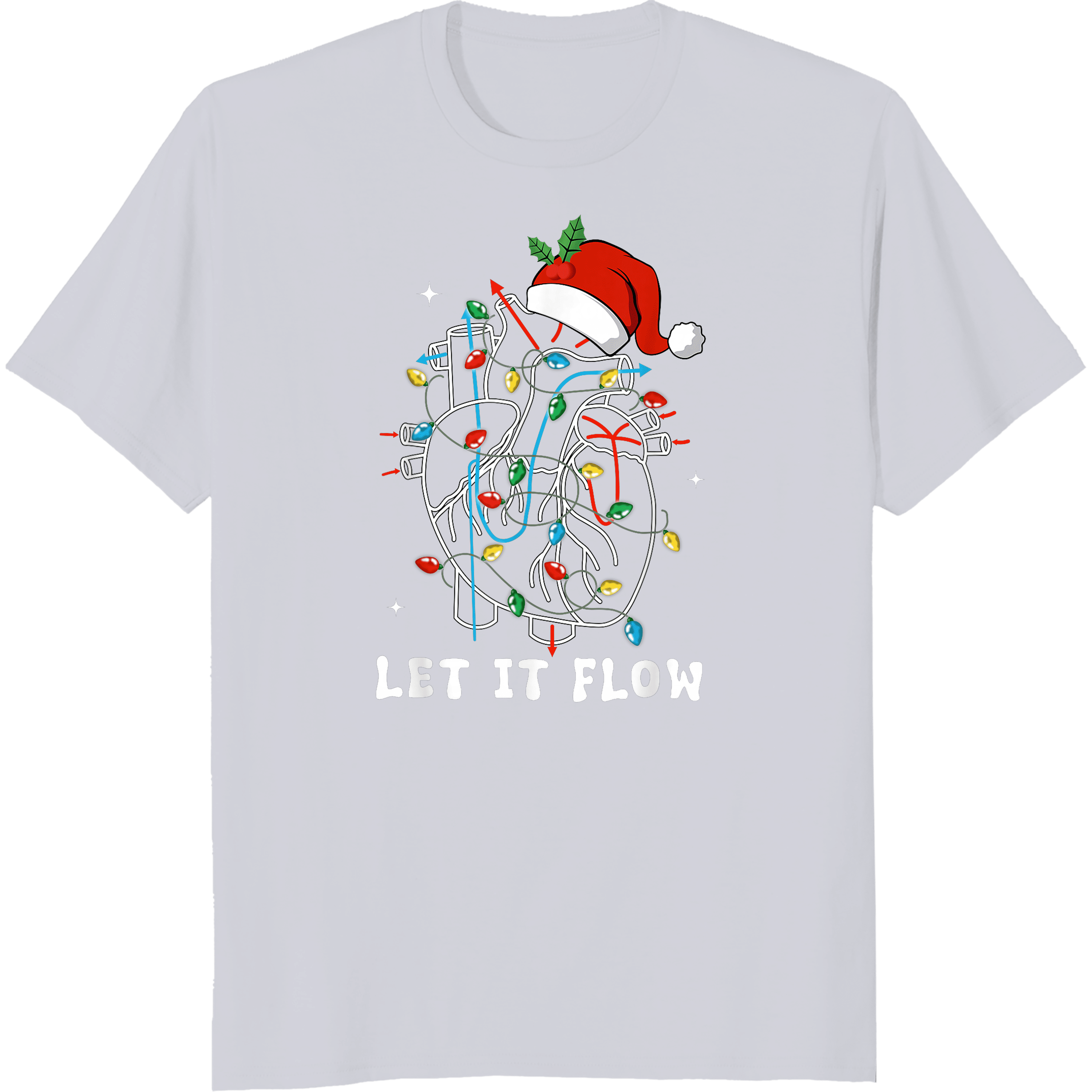 Funny Let It Flow Anatomy Heart Cardiac Nurse Santa Hat Xmas T-Shirt ...