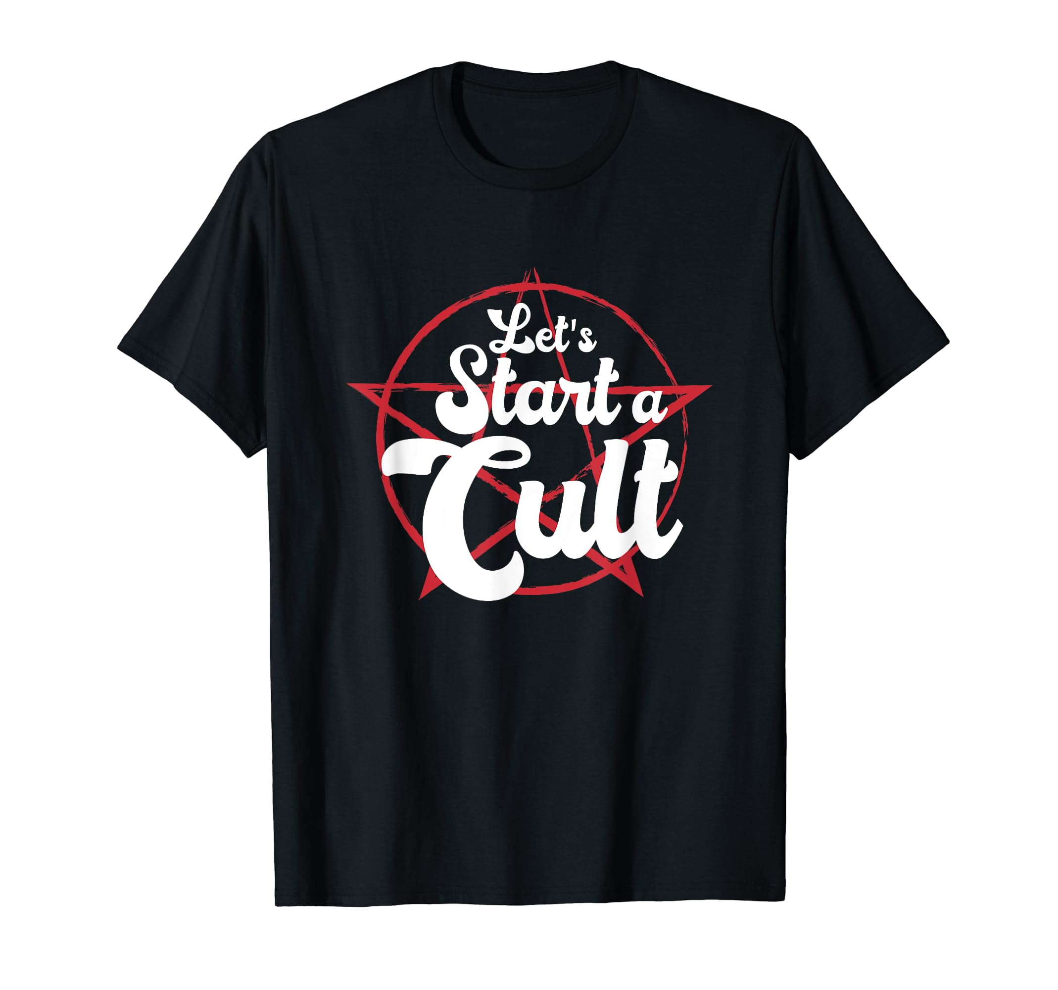 Funny Let's Start A Cult Big Devil Symbol Horror Cult Ritual T-Shirt ...