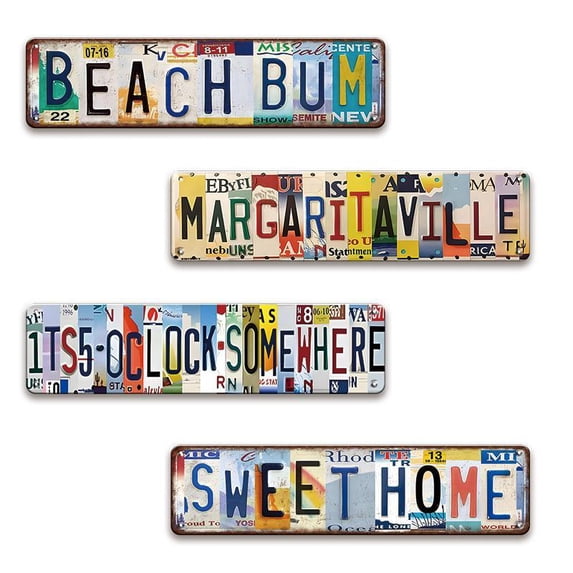 Funny Letter Pattern Metal Sign, 1 Count Creative Metal Tin Sign ...