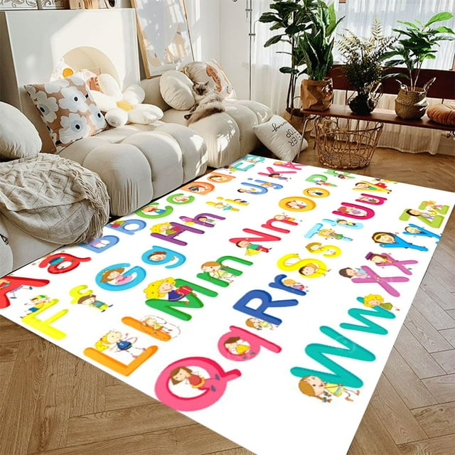 Funny Letters of The Alphabet Kid Welcom Area Rug for Kitchen Living ...