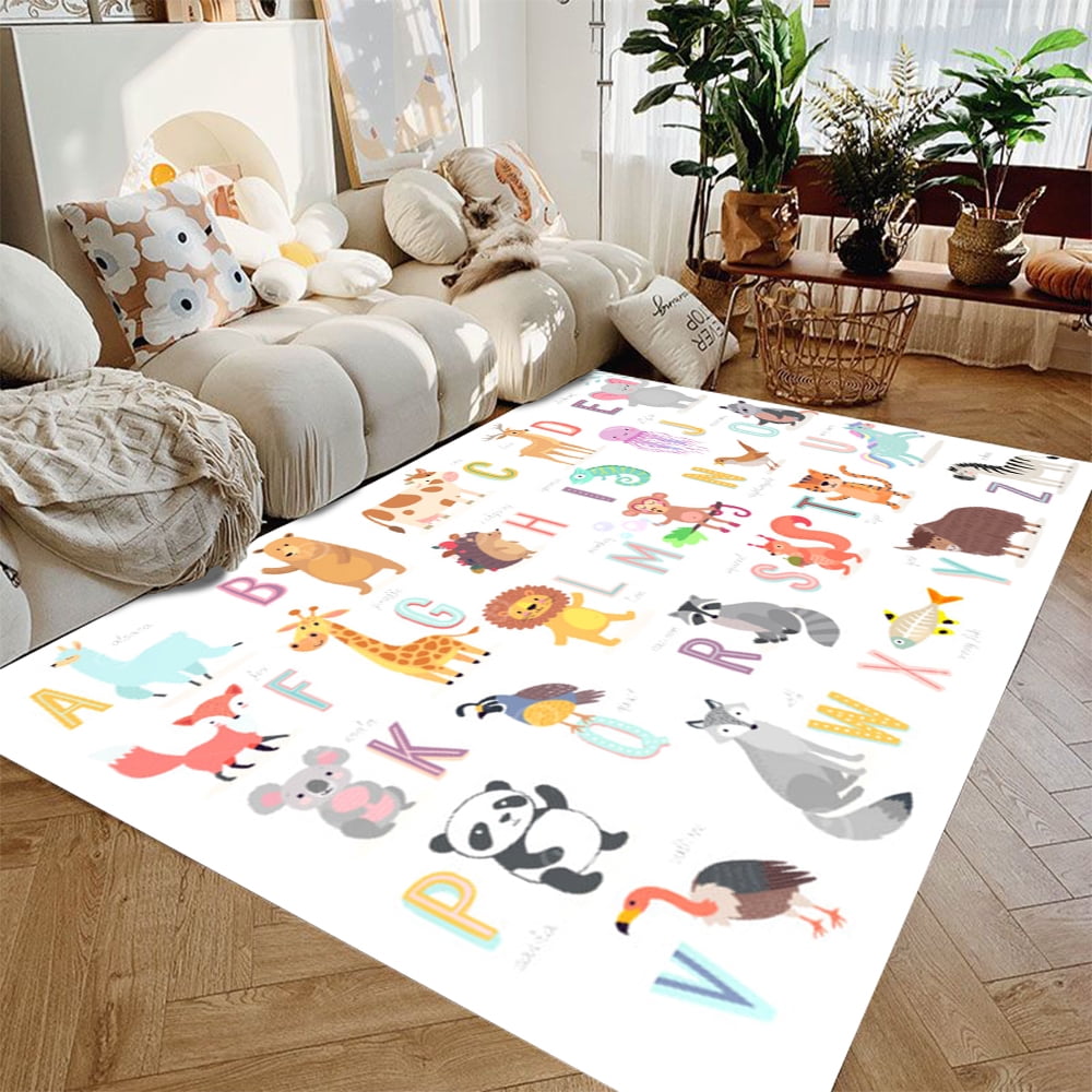 Funny Letters of The Alphabet Kid Welcom Area Rug for Kitchen Living ...