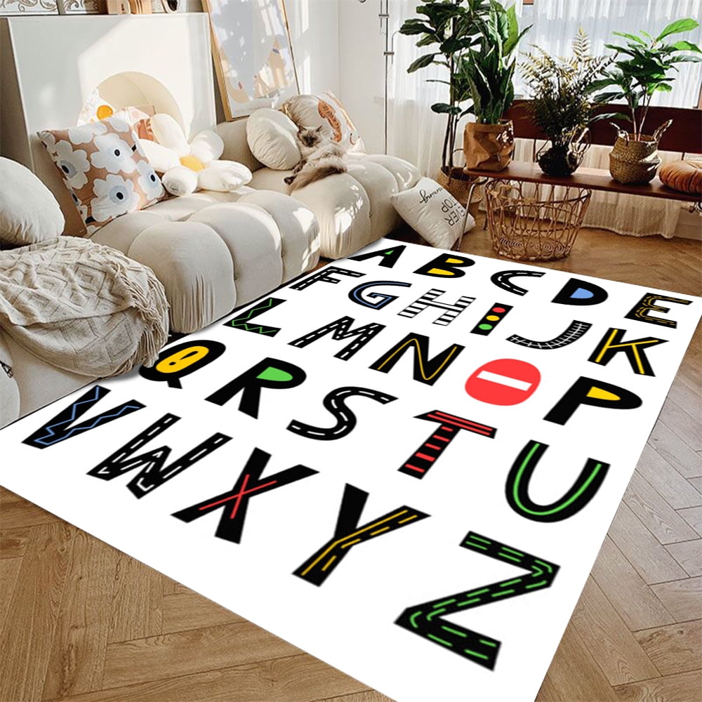 Funny Letters of The Alphabet Welcom Area Rug for Kitchen Living Room ...