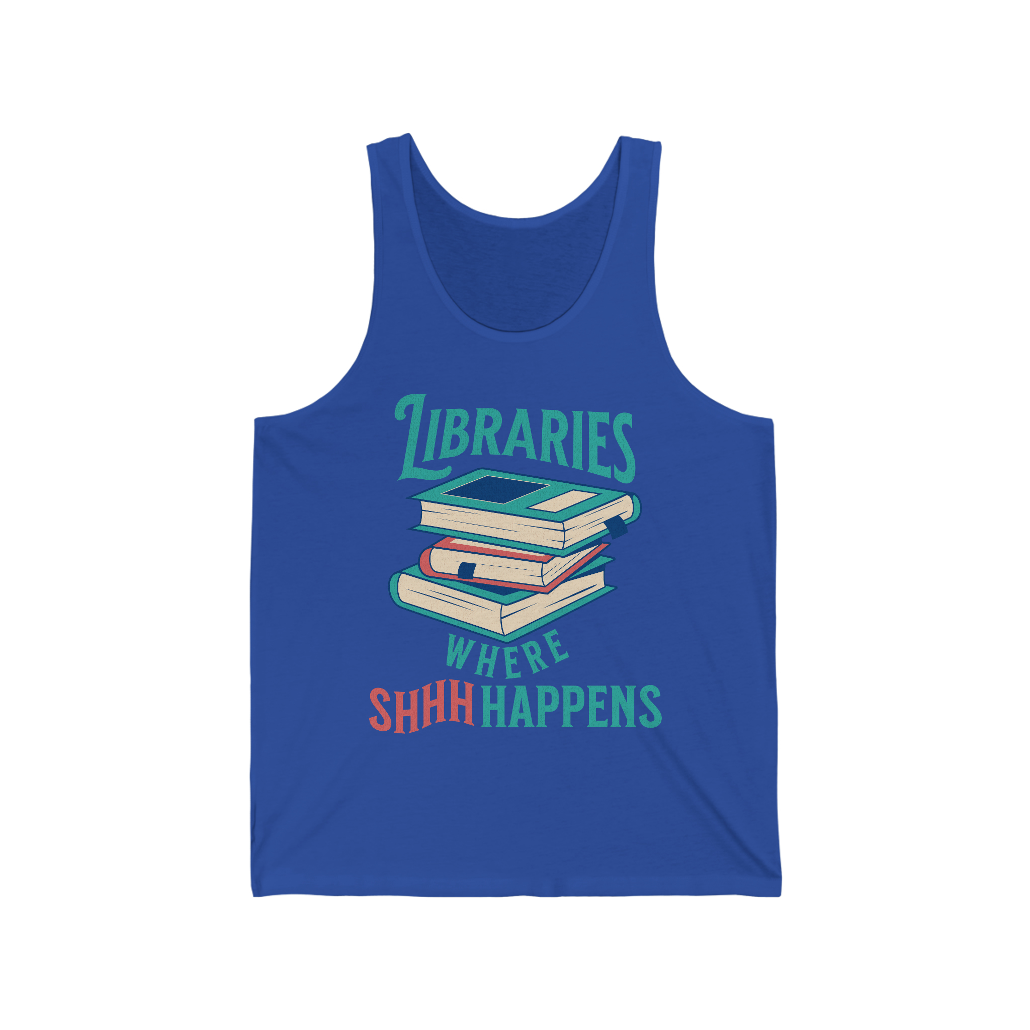 Funny Librarian Unisex Jersey Tank, Libraries Where Shhh Happens ...