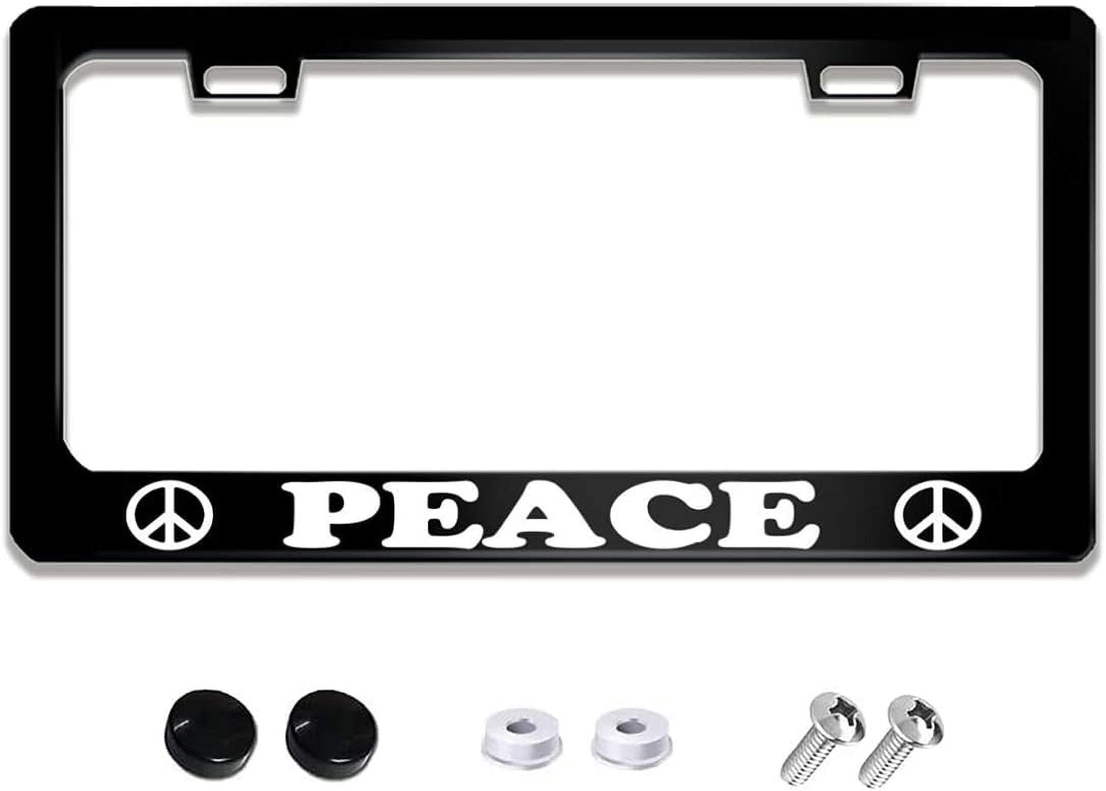 Funny License Plate Frame with Humor Texts Peace Support Positive ...