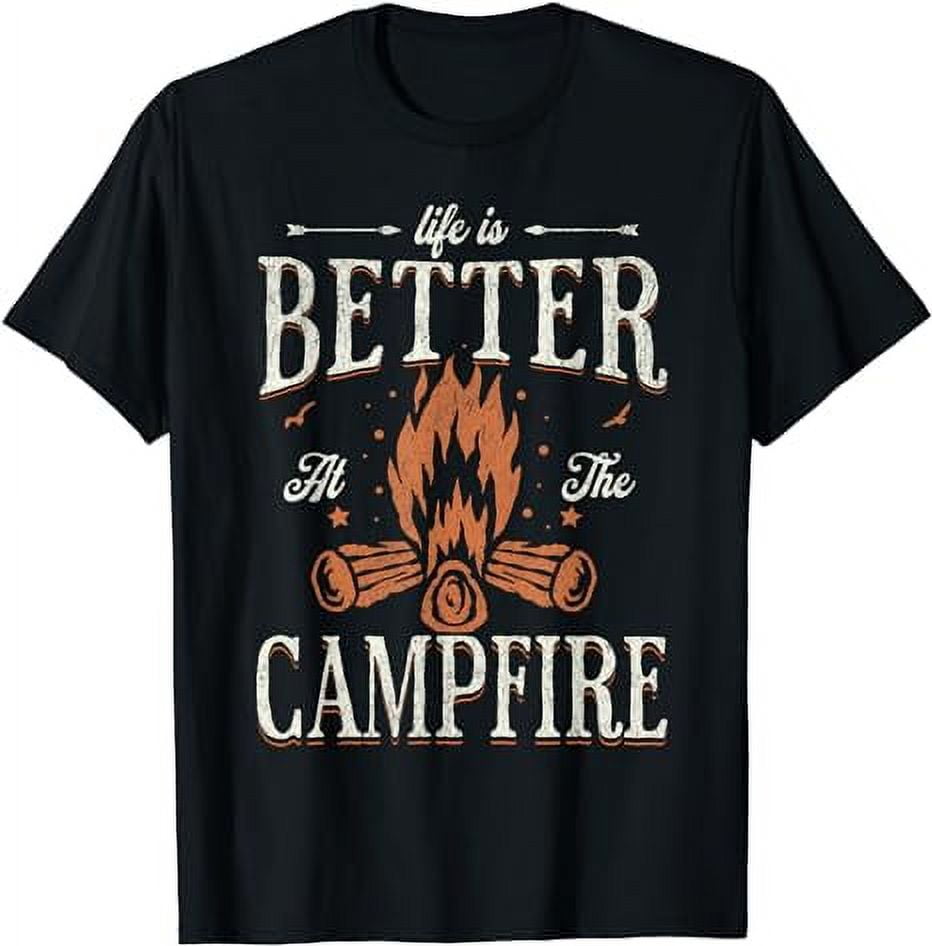 Funny Life Is Better At The Campfire Vintage Camping Camper T-Shirt ...