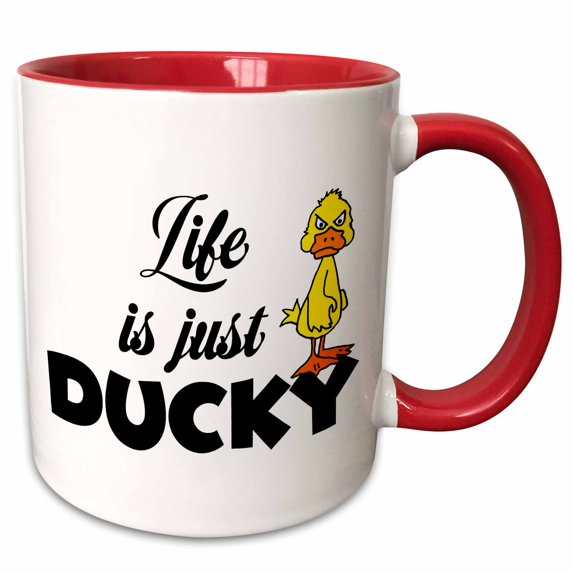 3drose, Funny Life Is Just Ducky with Yellow Duck Satire and Pun, 15oz ...