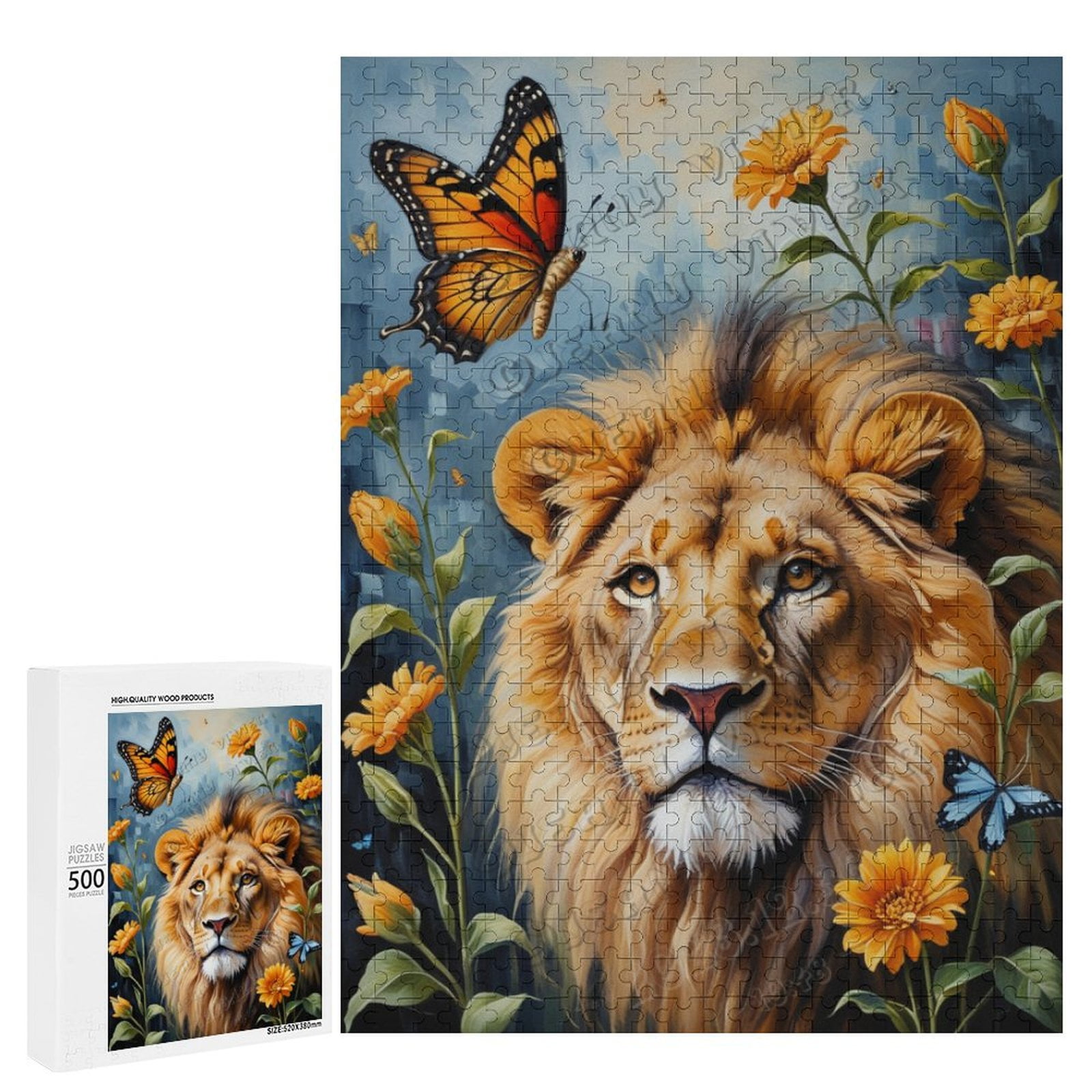 Funny Lion Wooden Jigsaw 500 Piece Puzzle - Unique Wooden Puzzles for ...