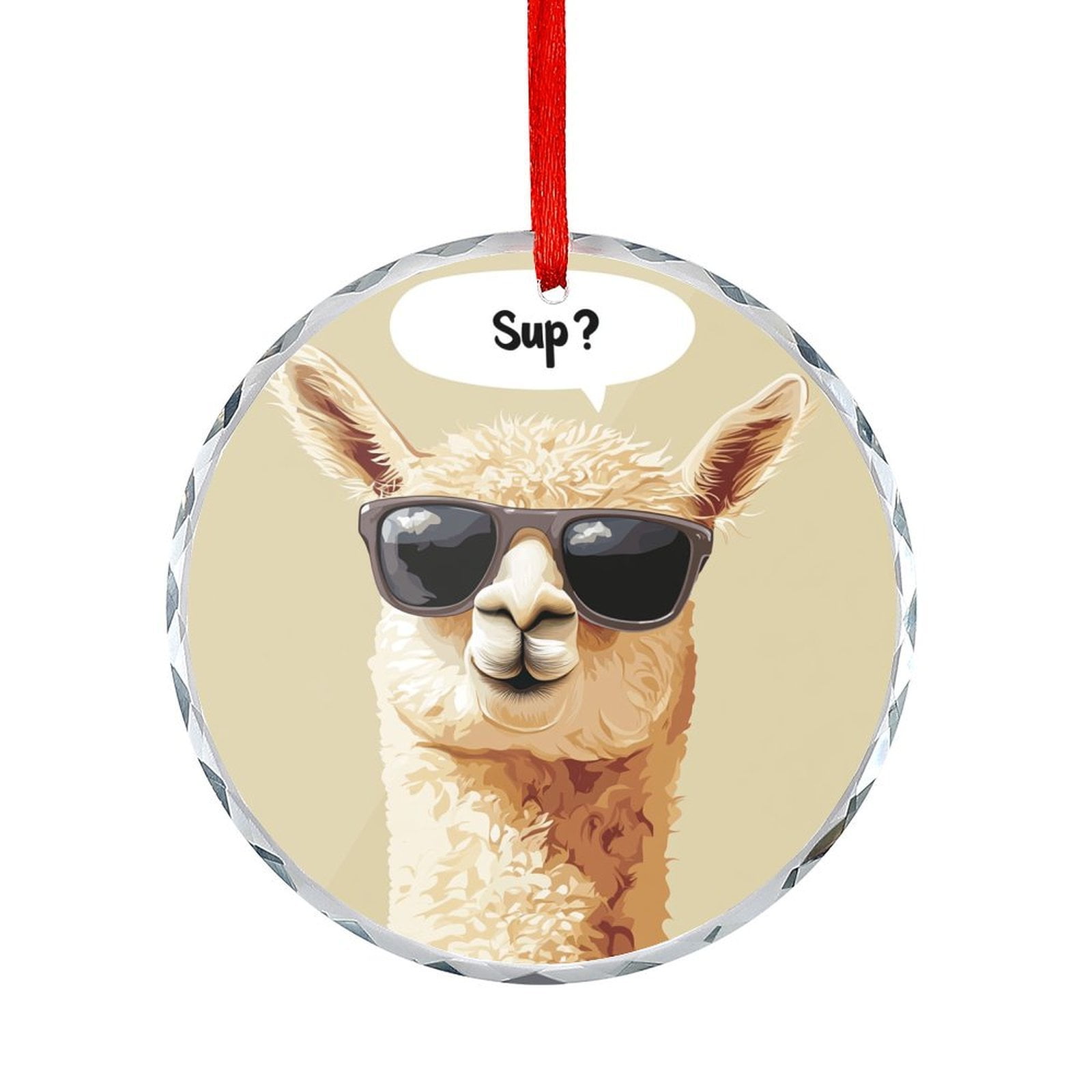 Funny Llama Crystal Glass Christmas Ornament Cute Llama Alpaca Crystal ...