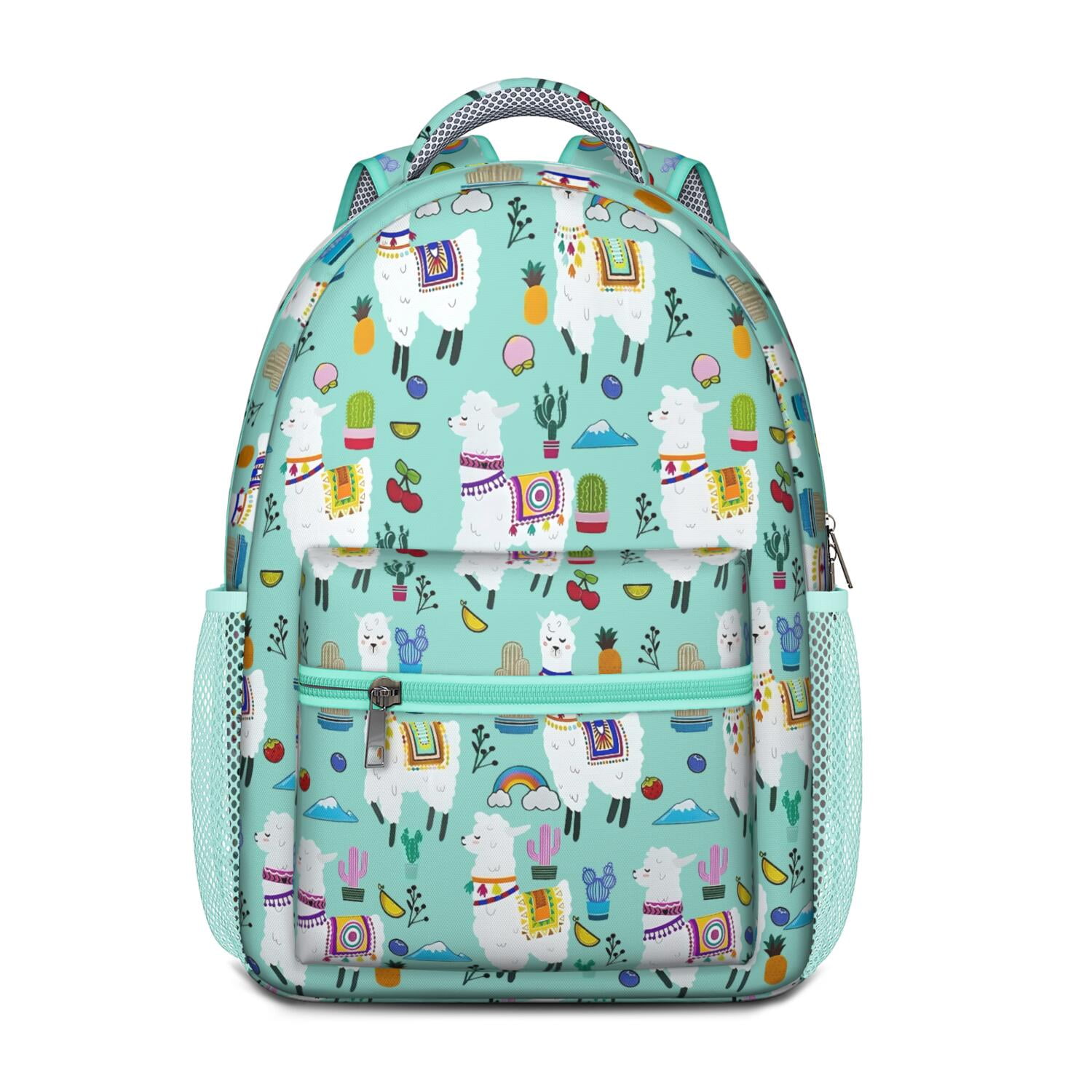 Funny Llama Pattern Backpack – Adorable Alpaca Face Cartoon Design with ...