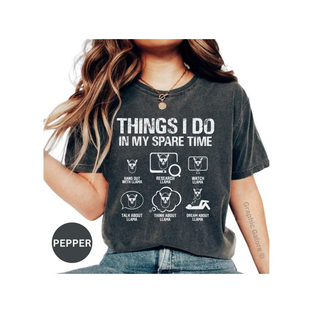Funny Llama T-Shirt, Humorous Llama Graphic Tee, Spare Time Llama Shirt ...