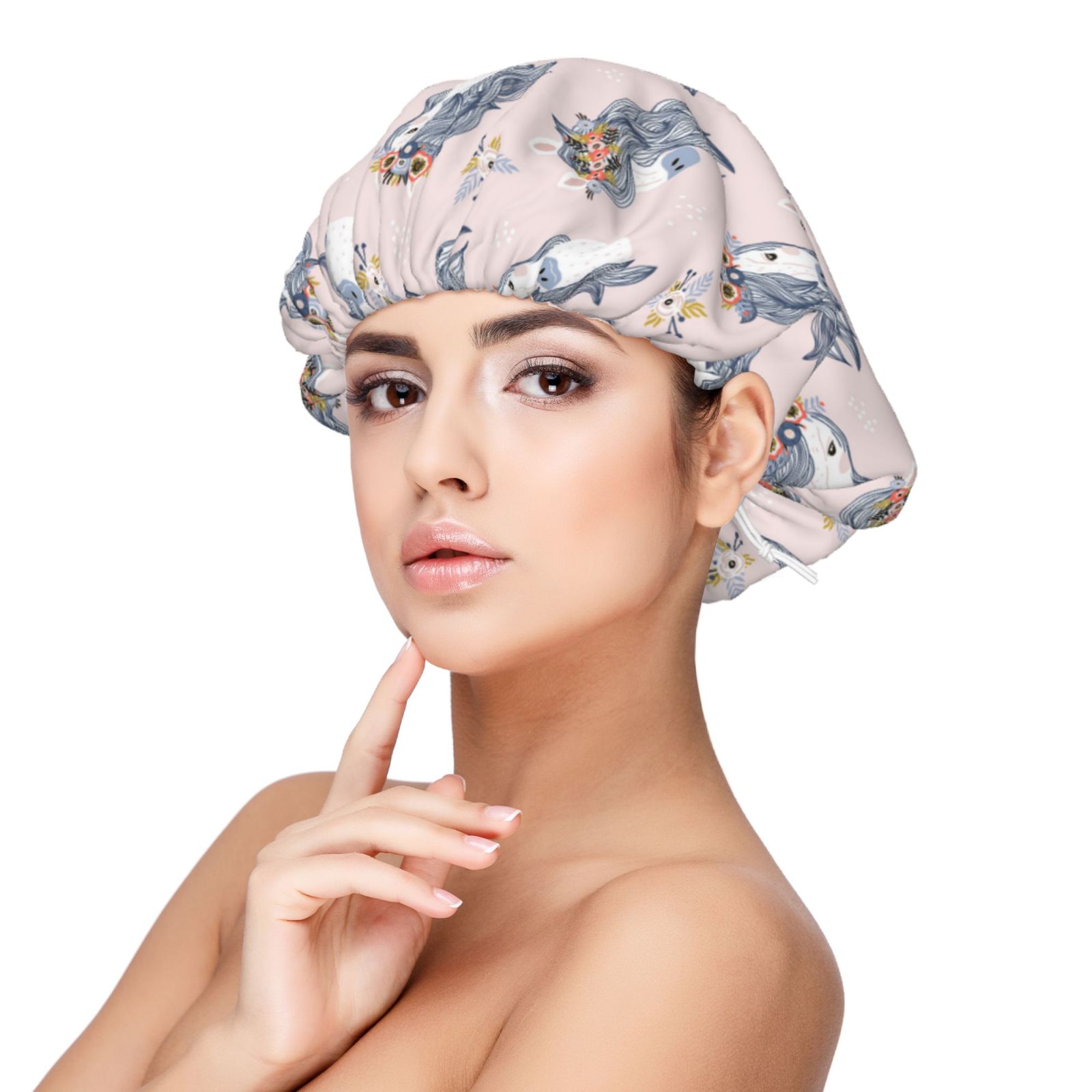 Funny Long Hair Horse Flower Pink Silk Bonnet for Sleeping Women Men ...