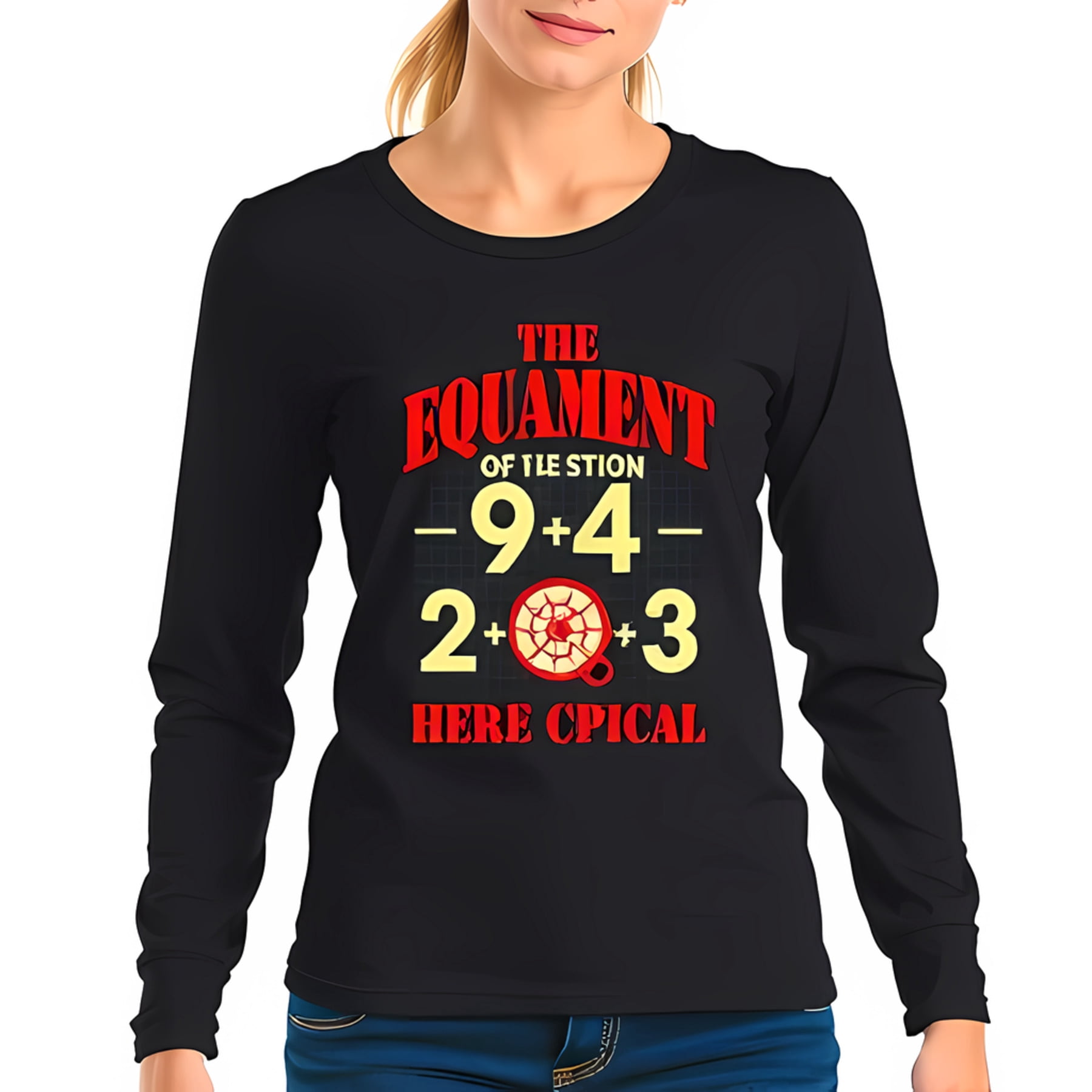 Funny Long Sleeve T-Shirt - "THE EQUAMENT OF THE STION" Math Graphic ...