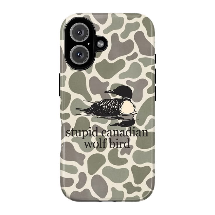 Funny Loon Phone Case, Stupid Canadian Wolf Bird Vintage Camo Retro ...