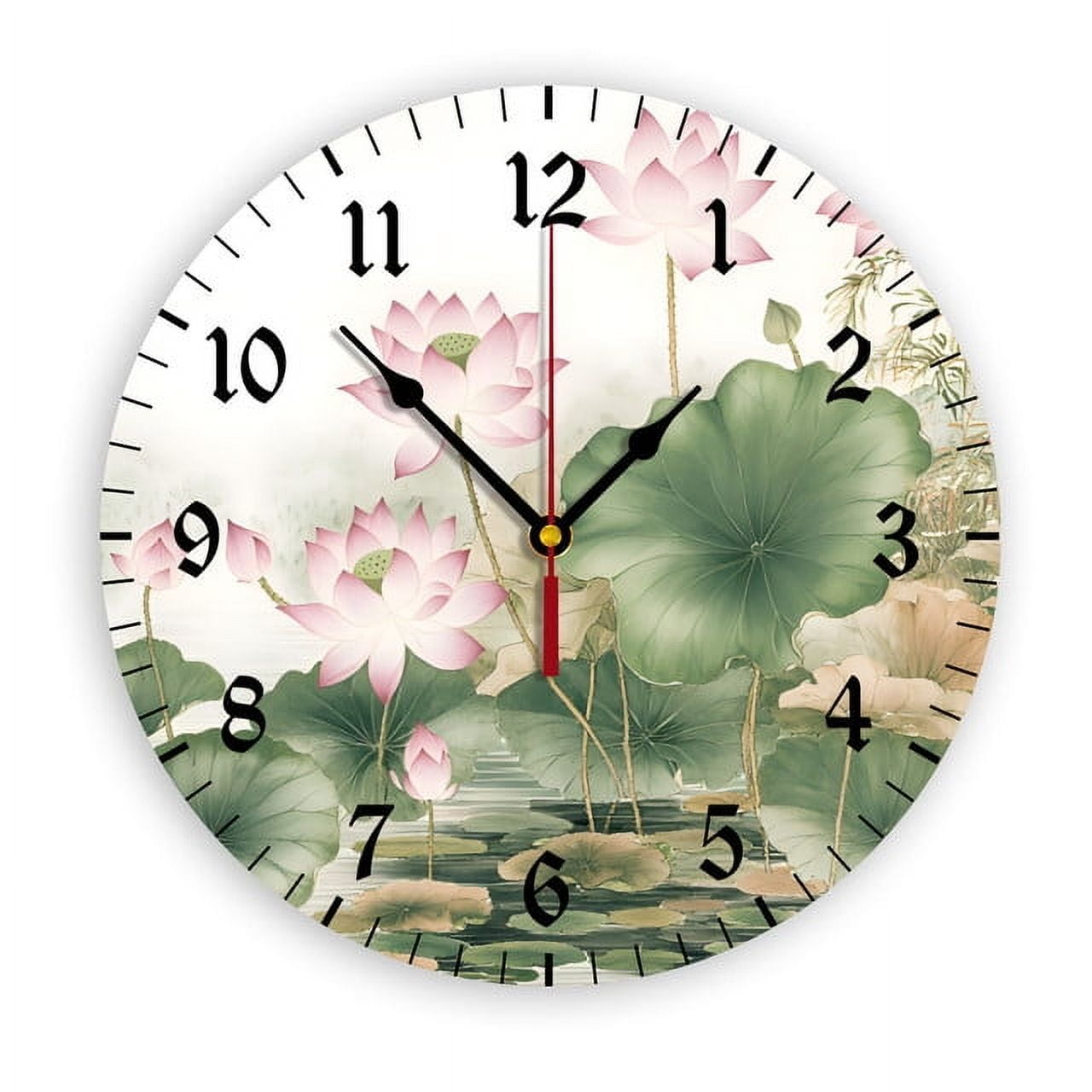Funny Lotus Kitchen Home 10 Inch Silent Vintage Design Round Wall Clock ...