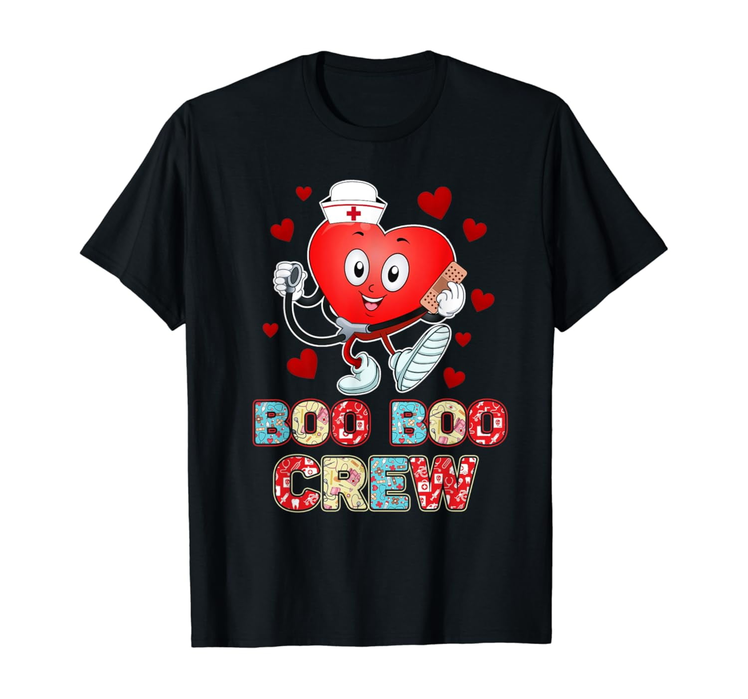 Funny Love Day Boo Boo crew Nurse Cute heart T-Shirt - Walmart.com