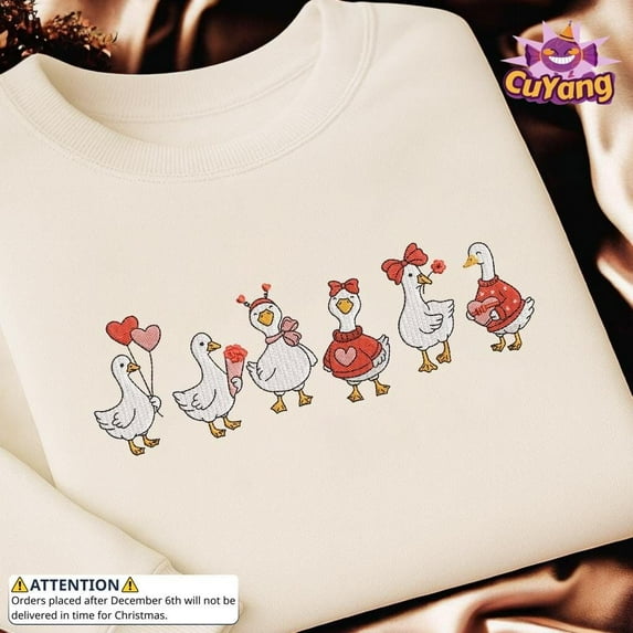 Funny Love Goose Embroidery – Sarcastic Anti-Valentine Design, Cute ...
