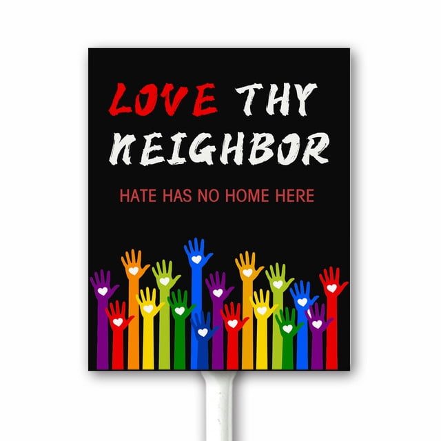 Funny Love Your Neighbor Sign, Pride Welcome Sign for Yard Lawn Garden ...