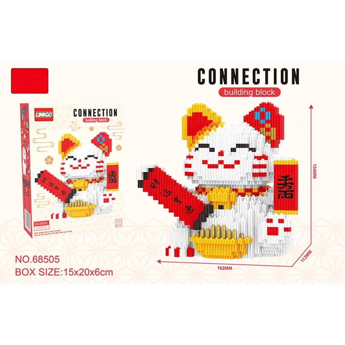 Funny Lucky Cat Diamond Building Blocks Welcoming Money Rich Cat ...