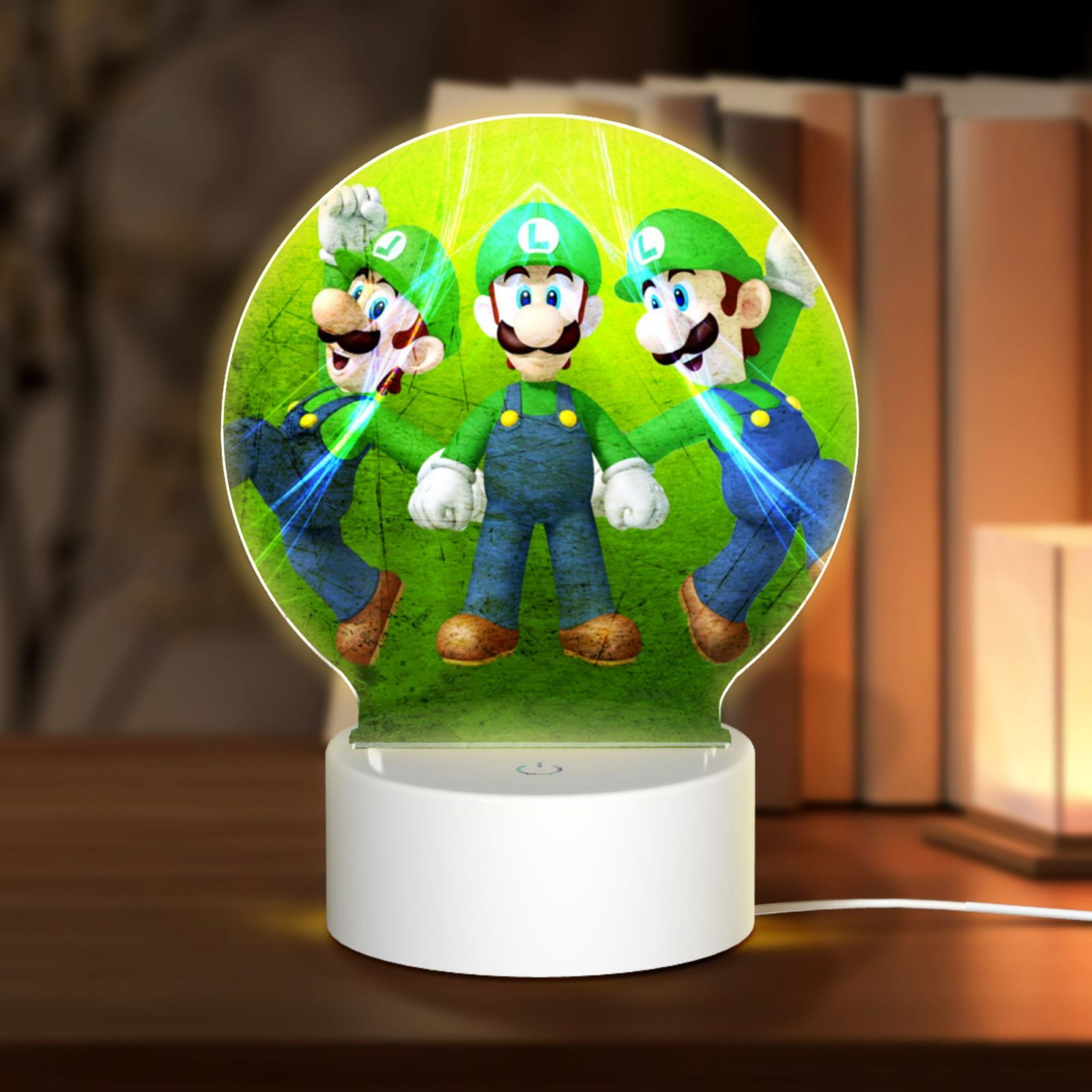 Funny Luigi's Mansion Round Acrylic Night Light Decoration USB Cable ...