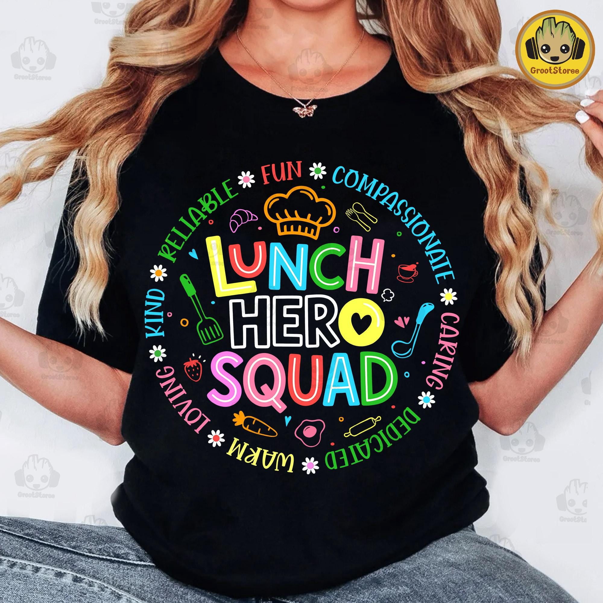 Funny Lunch Theme T-Shirt for Cafeteria Workers - School Lunch Hero ...