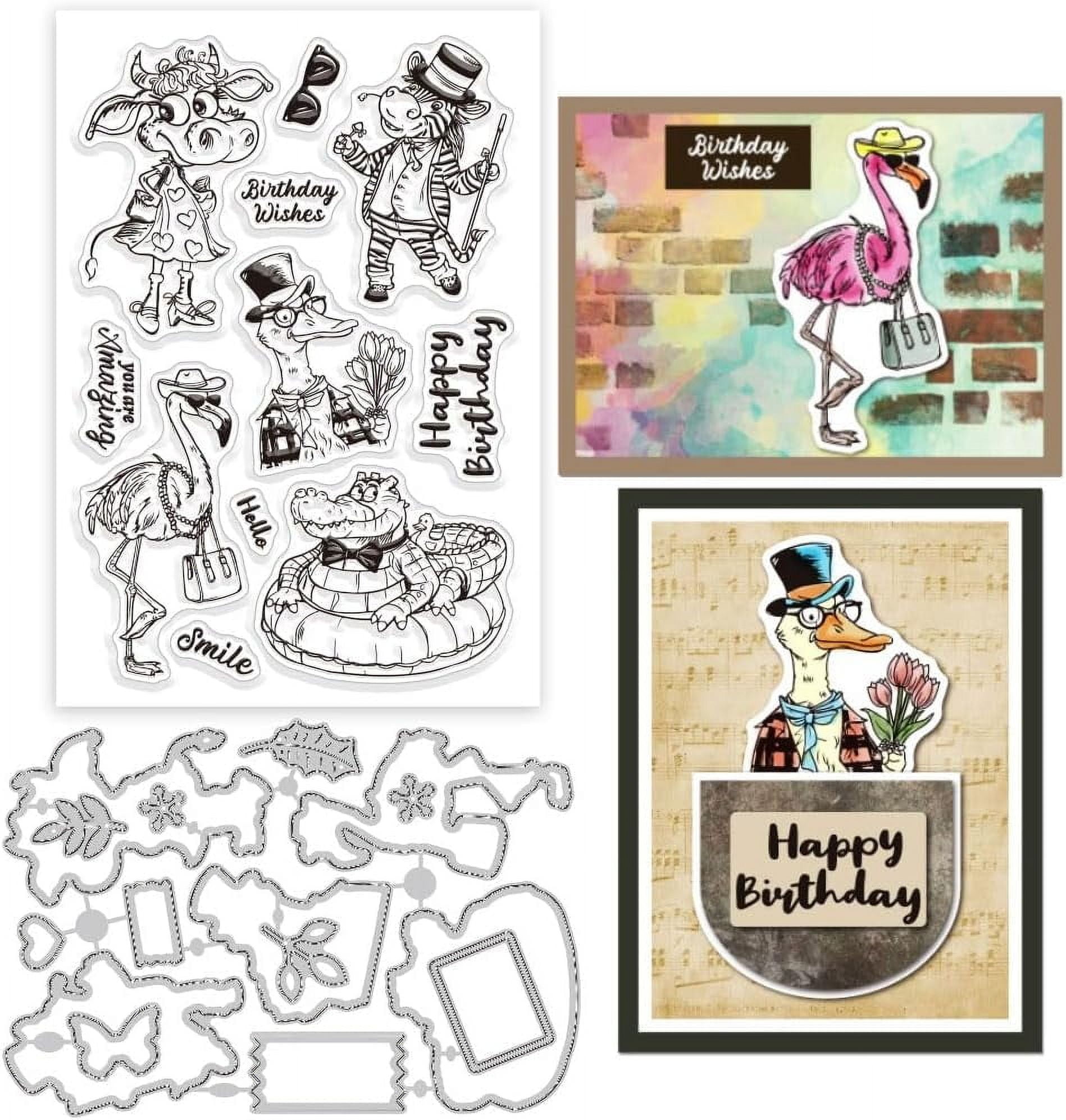 Funny Magic Circle Animal Clear Stamps Zebra Flamingo Cow Crocodile ...