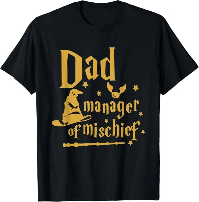 Funny Magical Parent Manager Of Mischief Father Day Graphic Tee Shirt ...