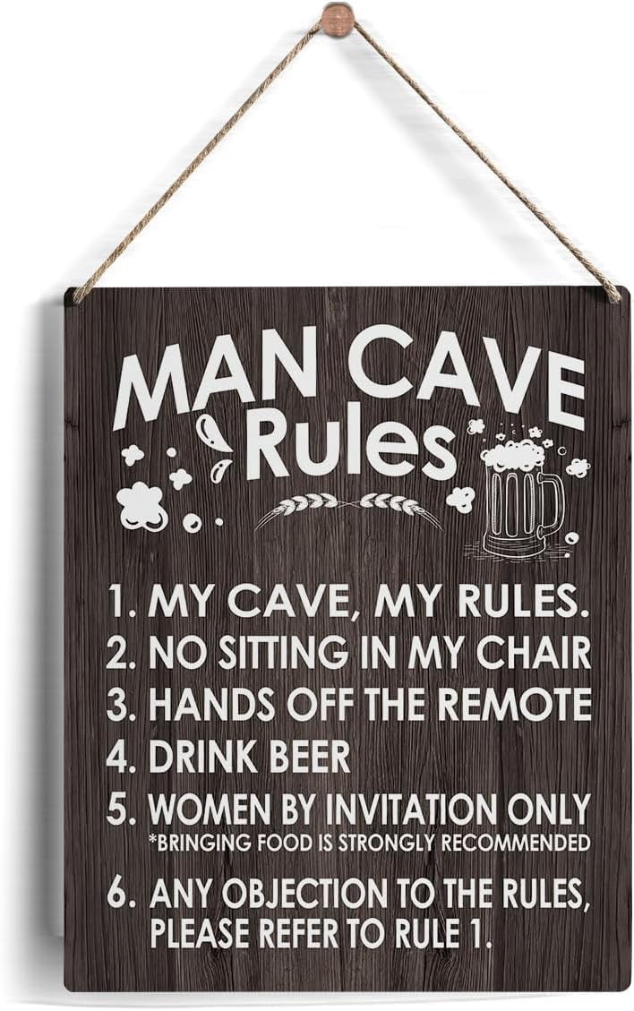 Funny Man Cave Rules Sign Farmhouse Home Decor Wall Hanging Decor for ...