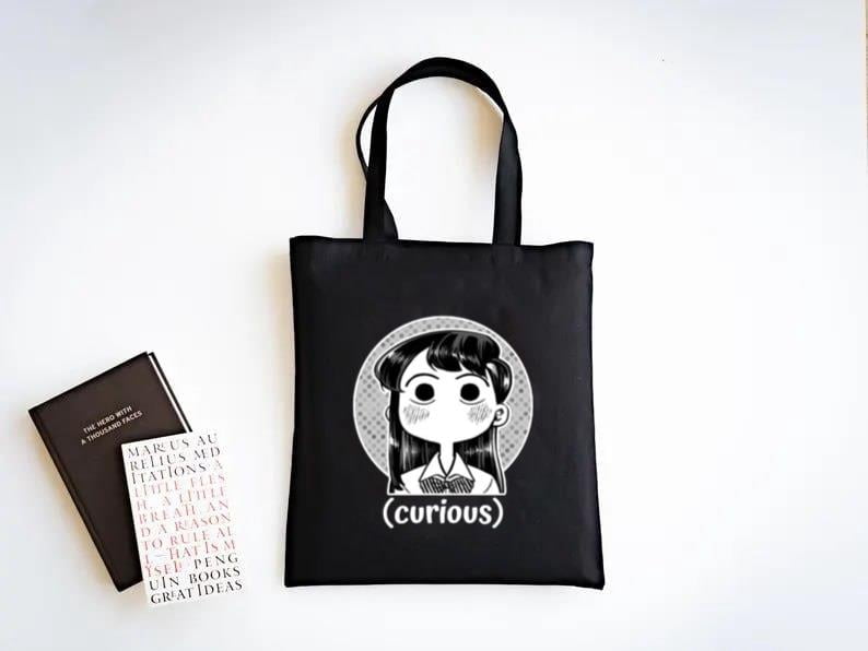 Funny Manga Meme Komi San Curious Face Anime Cute React Tote Bag, a ...