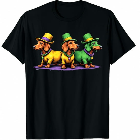 Funny Mardi Gras Dachshund Beads Gift Dog Dad Dog Mom Graphic Crew Neck ...