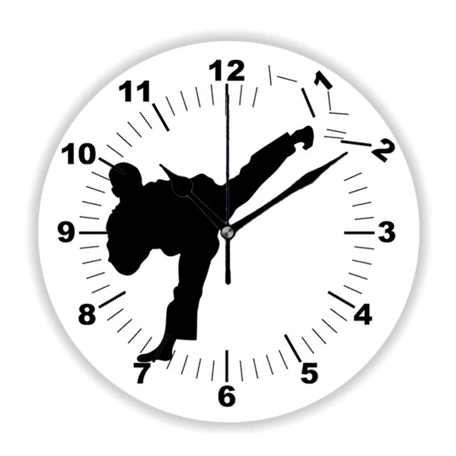 Funny Martial Arts Karate Kicking Wall Clock for Kids Bedroom Geek ...