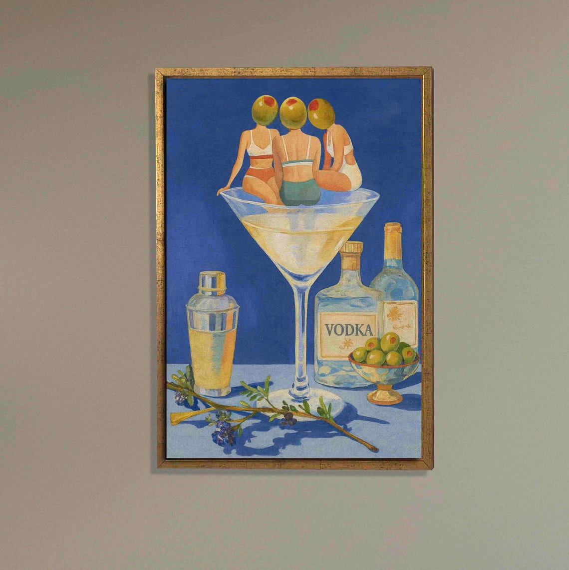 Funny Martini Girls Wall Art, Vodka Cocktail Print, Retro Bar Decor ...