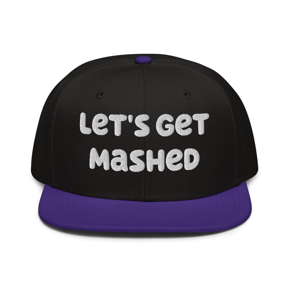 Funny Mashed Potato Snapback Hat, Lets Get Mashed- Embroidery (Purple ...