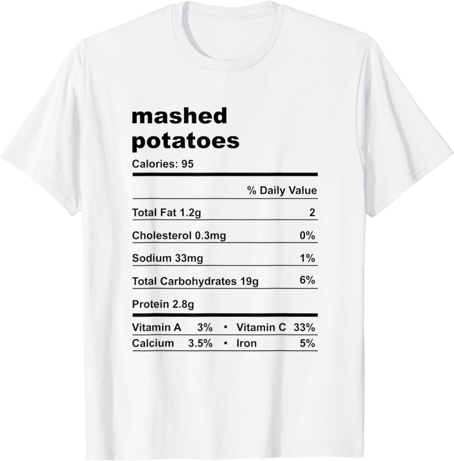 Funny Mashed Potatoes Nutrition Facts Thanksgiving T-Shirt - Walmart.com