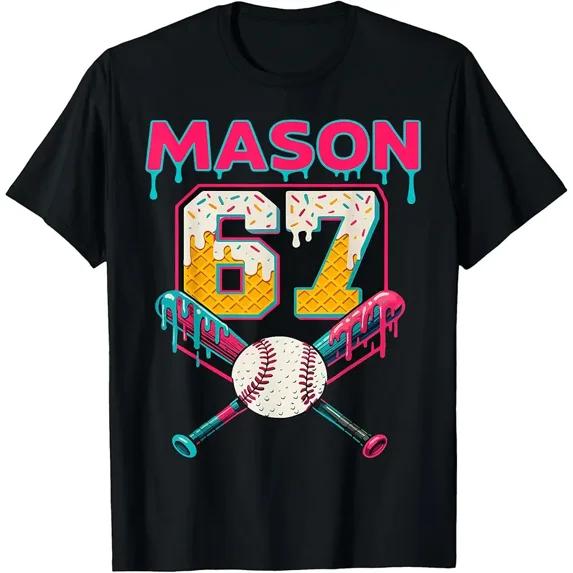 Funny Mason 67 Six Seven Sport Meme Ice Cream Drip Graphic T-Shirt ...