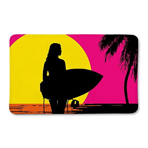Funny Mat Color Wash Repeat Surf Bathroom Surfer Girl Decor Surfboard ...
