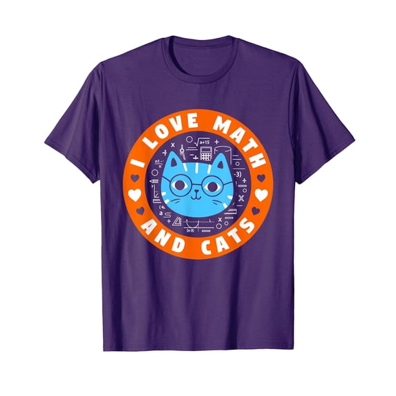 Funny Math Cat Lover T-Shirt for Teachers - Playful Purple Design with ...