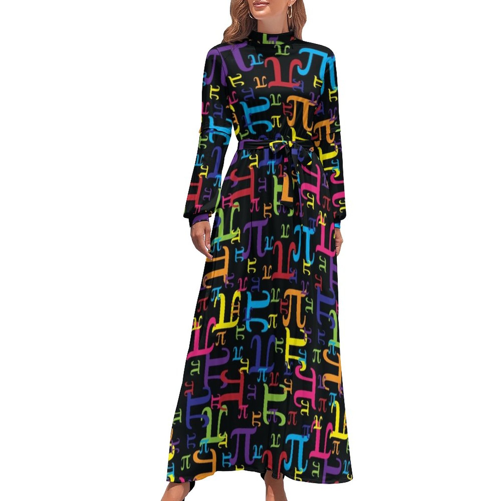 Funny Math Dress I 8 Sum Pi Print Custom Maxi Dress High Waist Long ...