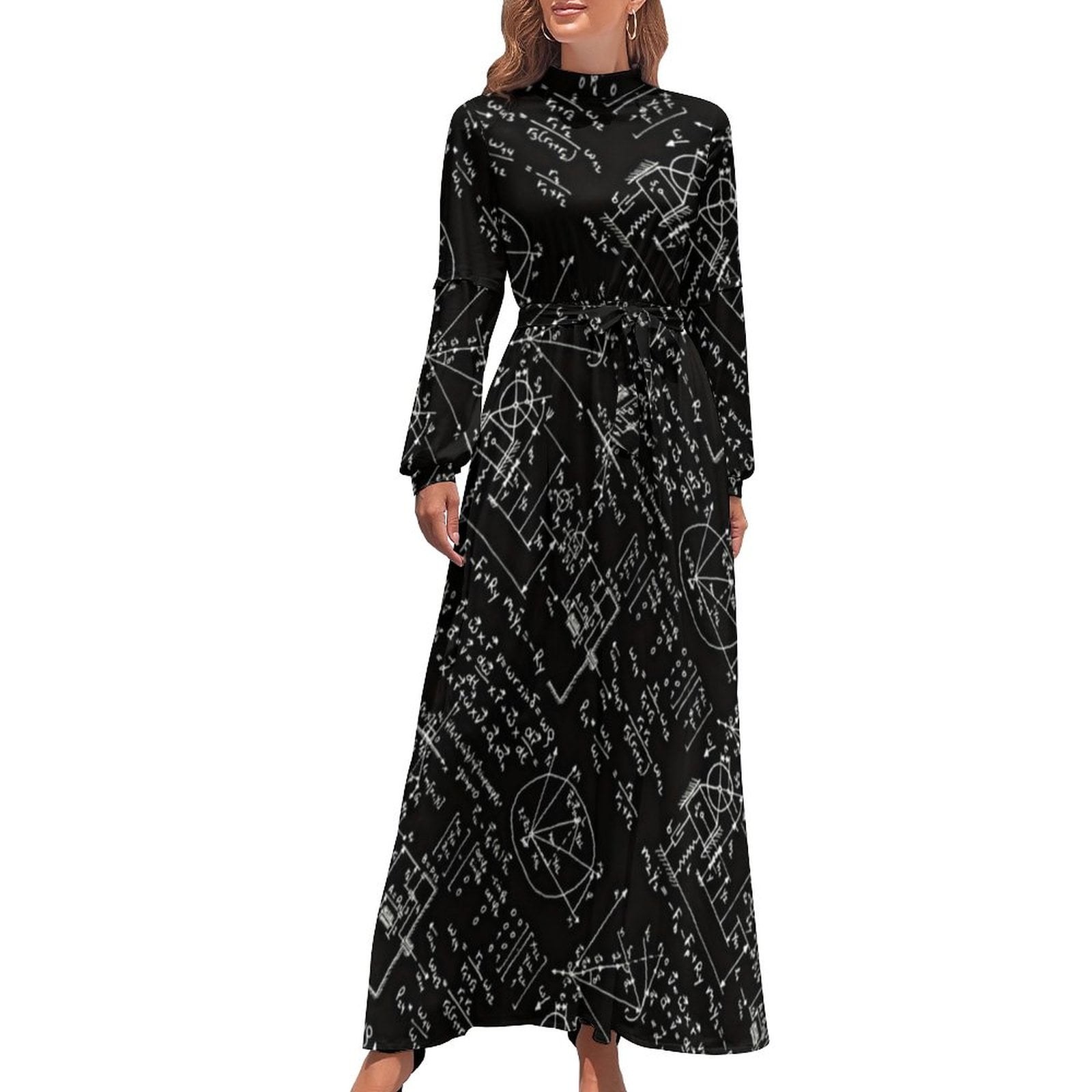 Funny Math Dress I 8 Sum Pi Print Custom Maxi Dress High Waist Long ...