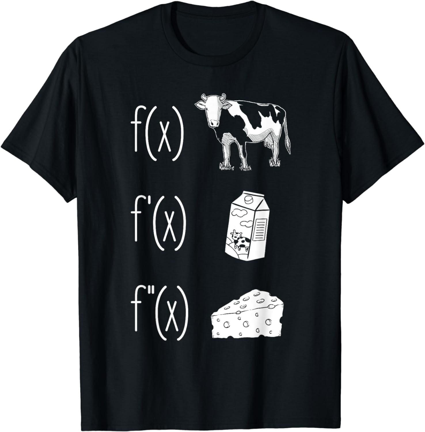 Funny Math Teacher Art For Men Women Cow Milk Cheese Formula T-Shirt ...