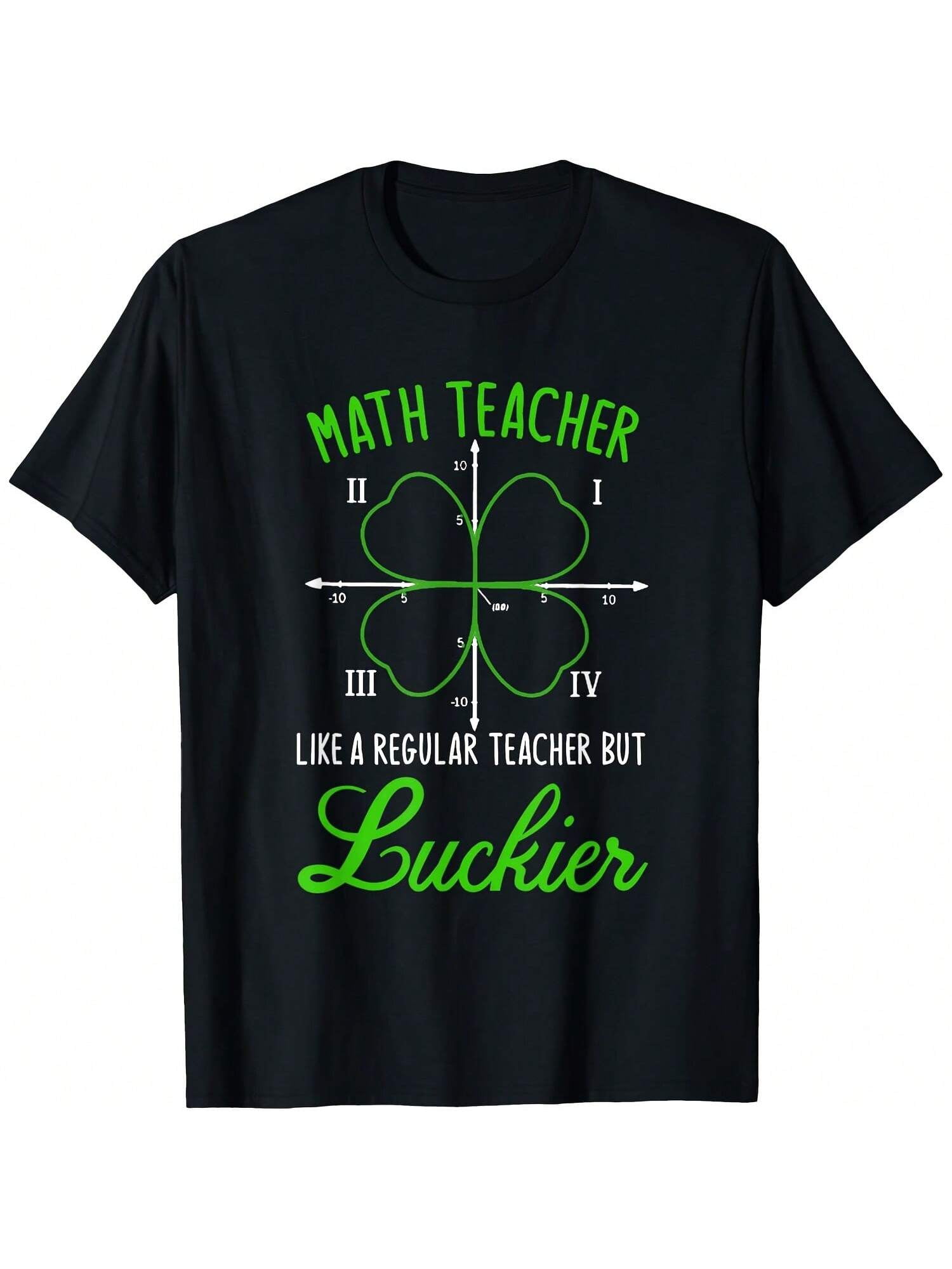 Funny Math Teacher Luckier Shamrock Graph Unisex Short Sleeve Graphic T ...