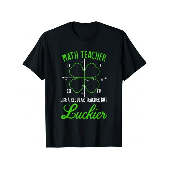 Funny Math Teacher Luckier Shamrock Graph Unisex Short Sleeve Graphic T ...