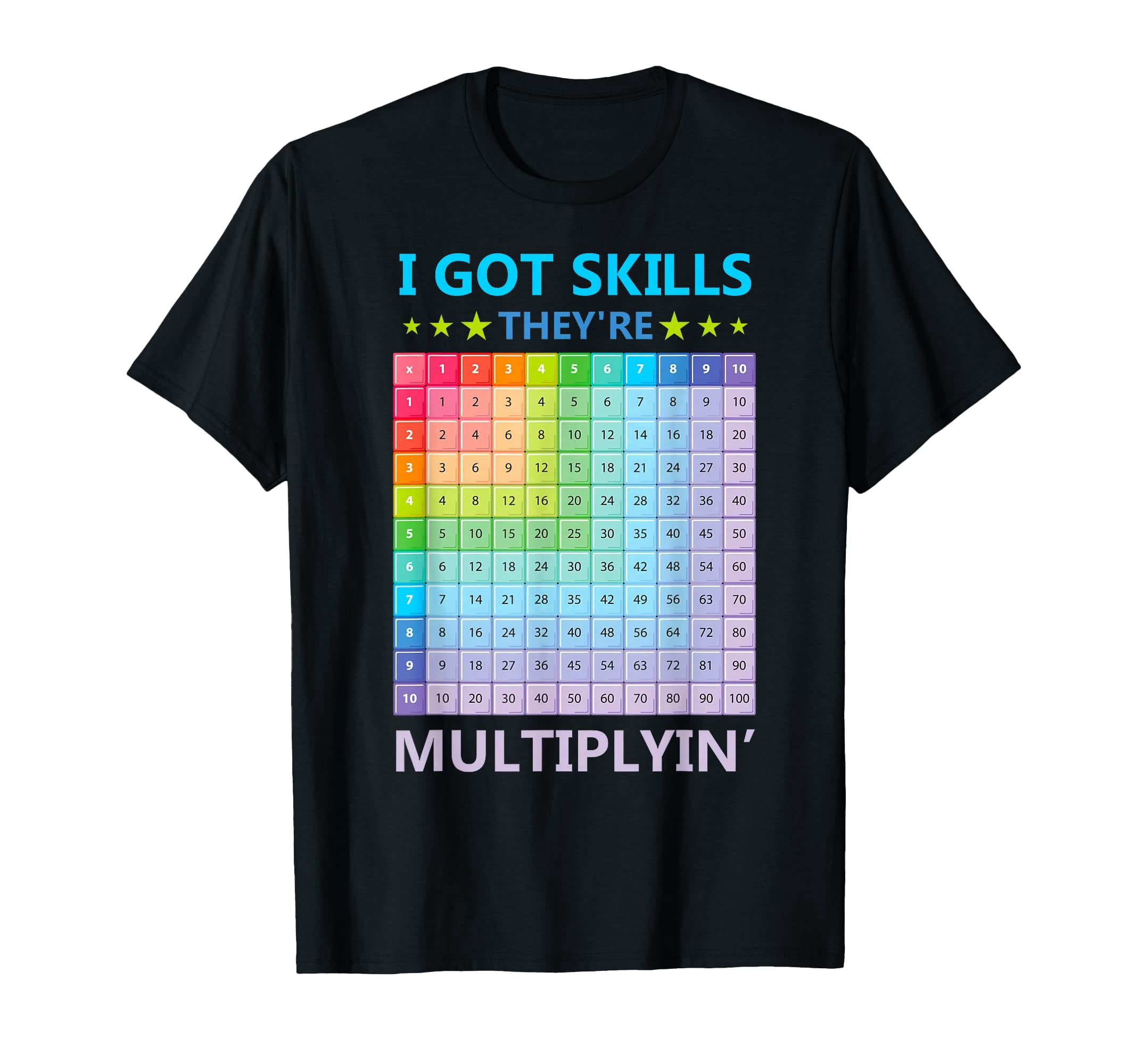 Funny Math Teacher T-Shirt with Colorful Multiplication Table Design ...