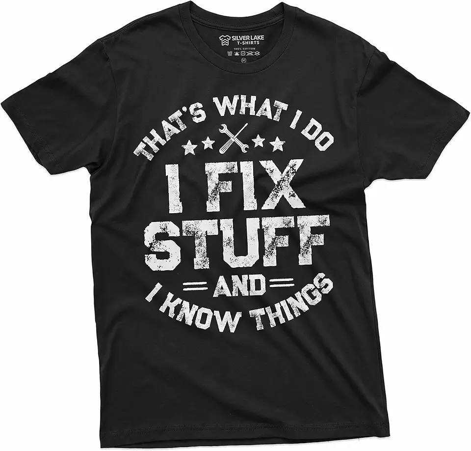 Funny Mechanic I Fix Stuff Wrench Graphic Men Gift Short Sleeve Cotton ...